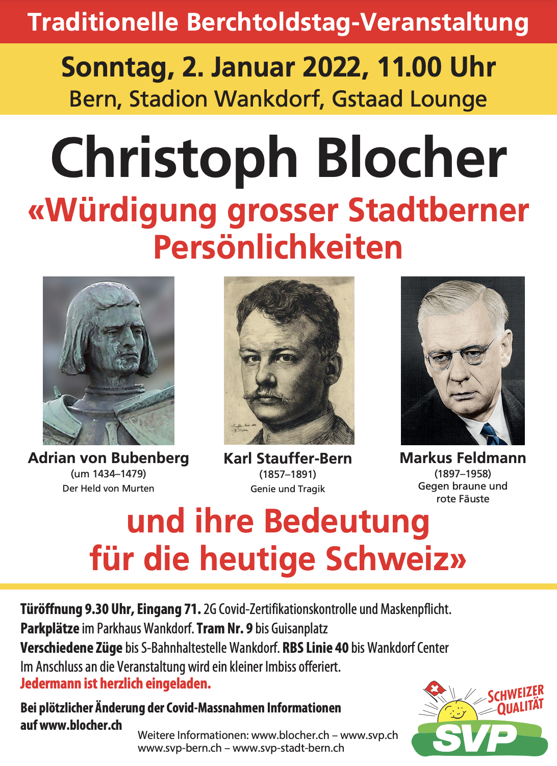 SVP Schweiz - Traditionelle Berchtoldstag-Veranstaltung